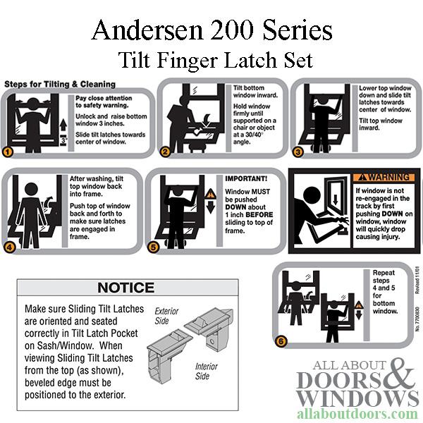 Andersen 200 Series Tilt Finger Latch Set