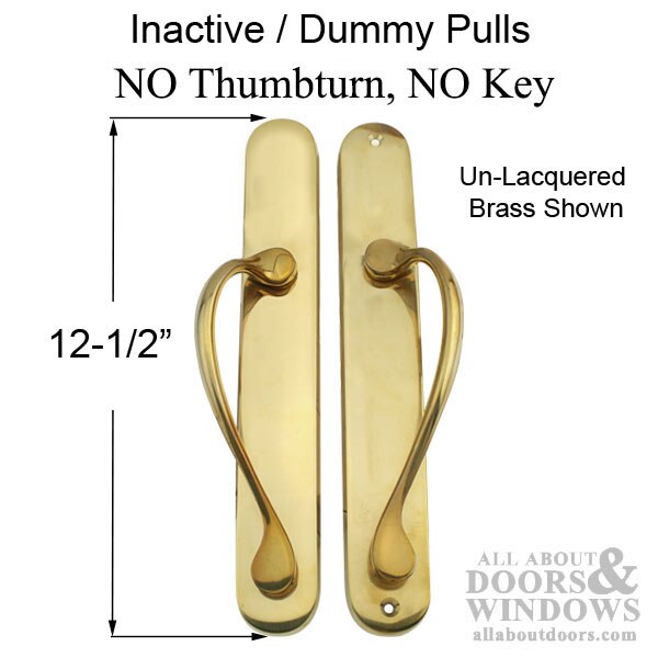 Marvin Ultimate Sliding French Door Inactive Dummy Wide Handle Set Antique Brass