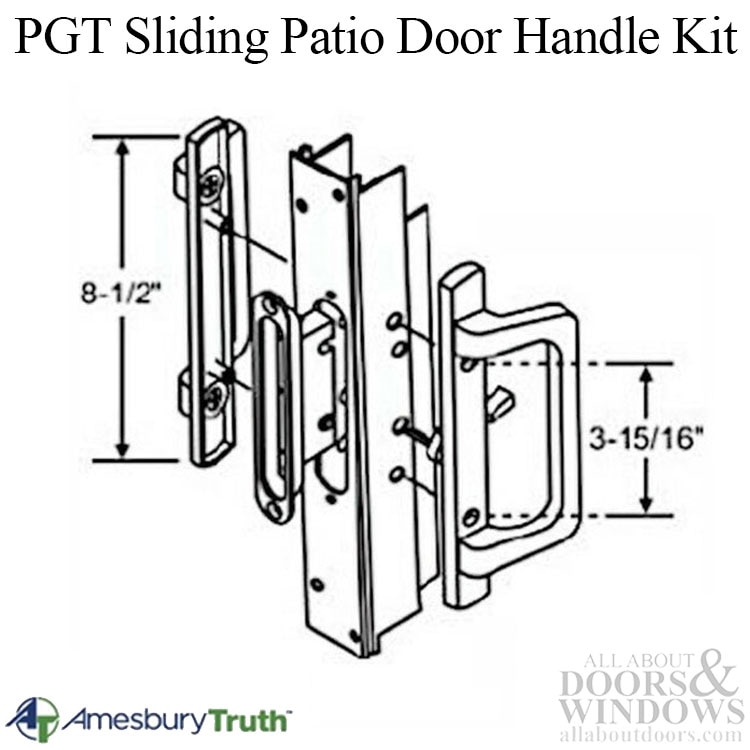 PGT Sliding Patio Door Handle Kit with Mortise Lock and Keepers PGT Sliding Patio Door Handle Kit with Mortise Lock and Keepers