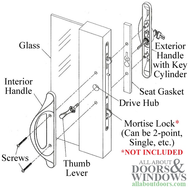 Truth Sliding Door Handle with Offset Key Cylinder