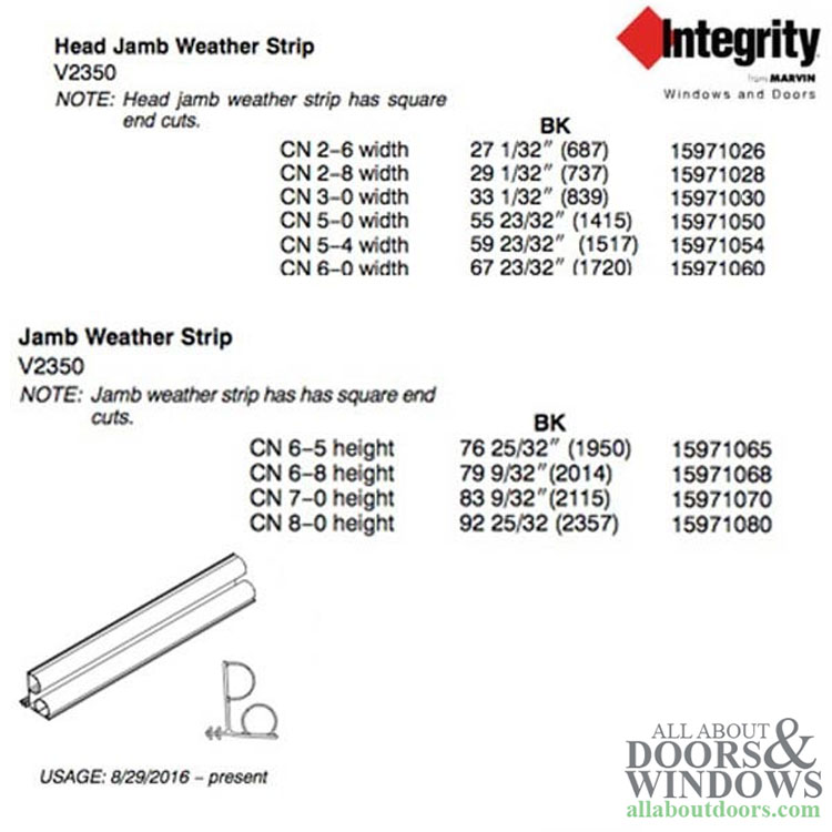 Integrity by Marvin Hinged Door Jamb Weatherstrip