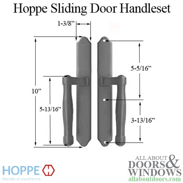 Hoppe HLS 9000 Sliding Door Handle-Set, M574/2170N, Fixed Dummy ...