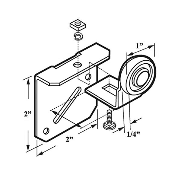 Wardrobe Door Roller Assembly with 1 Inch Nylon Wheel for Back Panel
