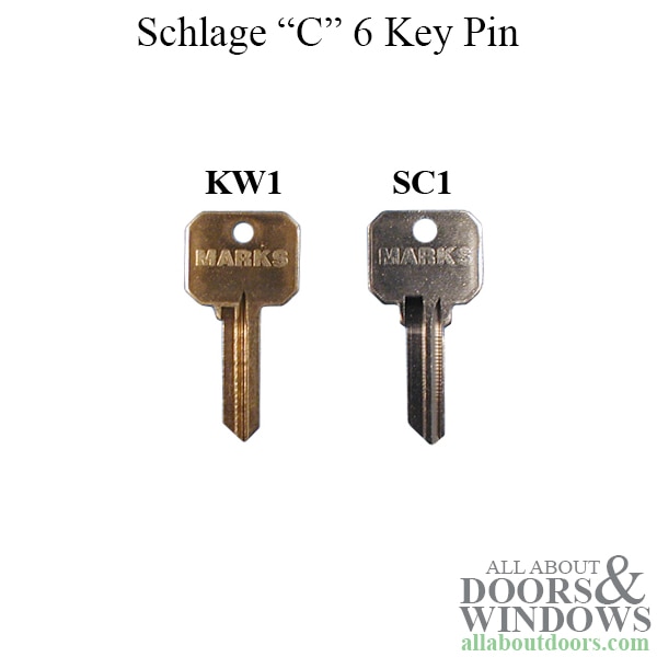 Marks C key way, SC4 6 pin Keyblanks
