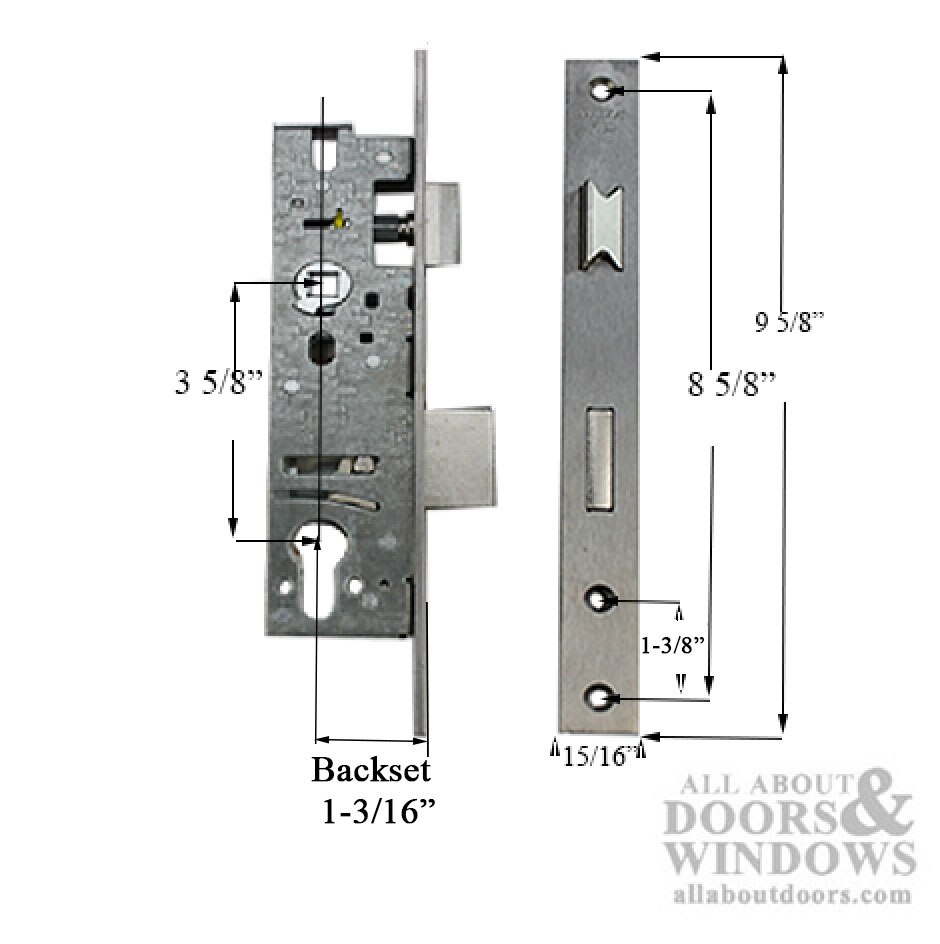 24mm Wilka Mortise Lock, 30mm Backset, 92mm PZ - Brushed Chrome