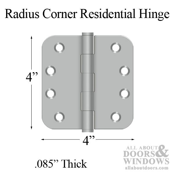 4 x 4 Inch Solid Stainless Steel, 5/8" Radius Corner, Non-Removable Pin ...