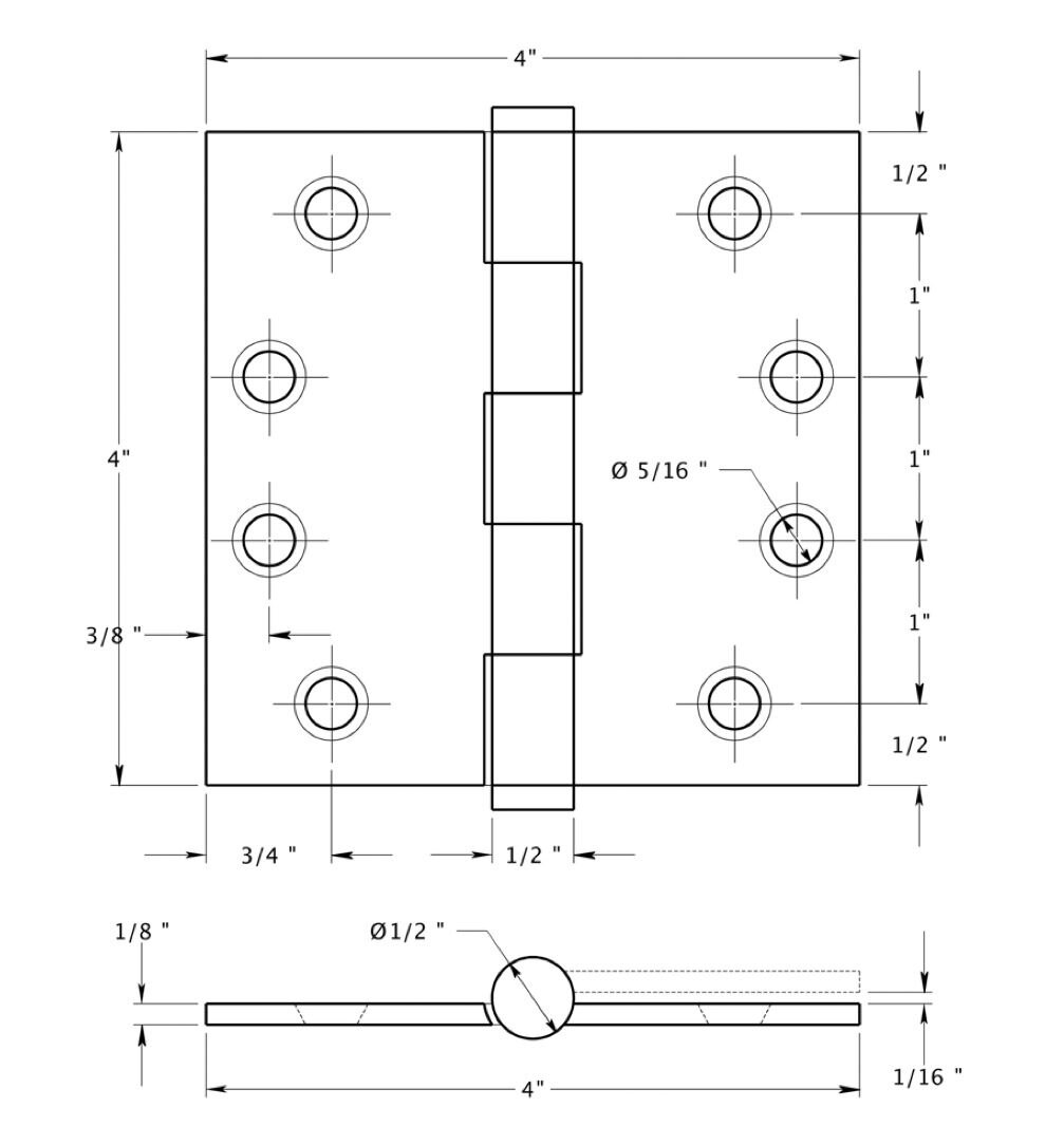 Door Hinge 4 X 4 Square Pineapple Pine Cone Tips Steel Base 