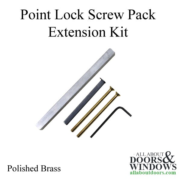 Point Lock Screw Pack Extension Kit for 2 Inch Thick Door - Polished Brass