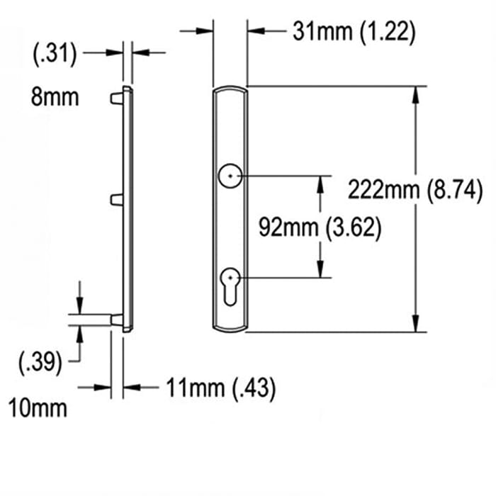Hoppe M216N Dummy Backplate Exterior with Square Hole