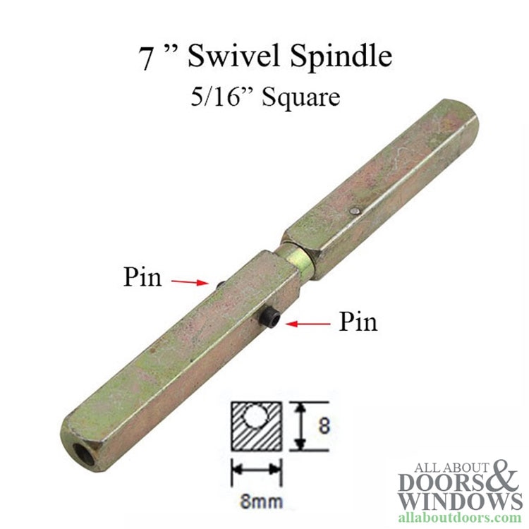 Swivel spindle | 5/16" x 7" |pin stop