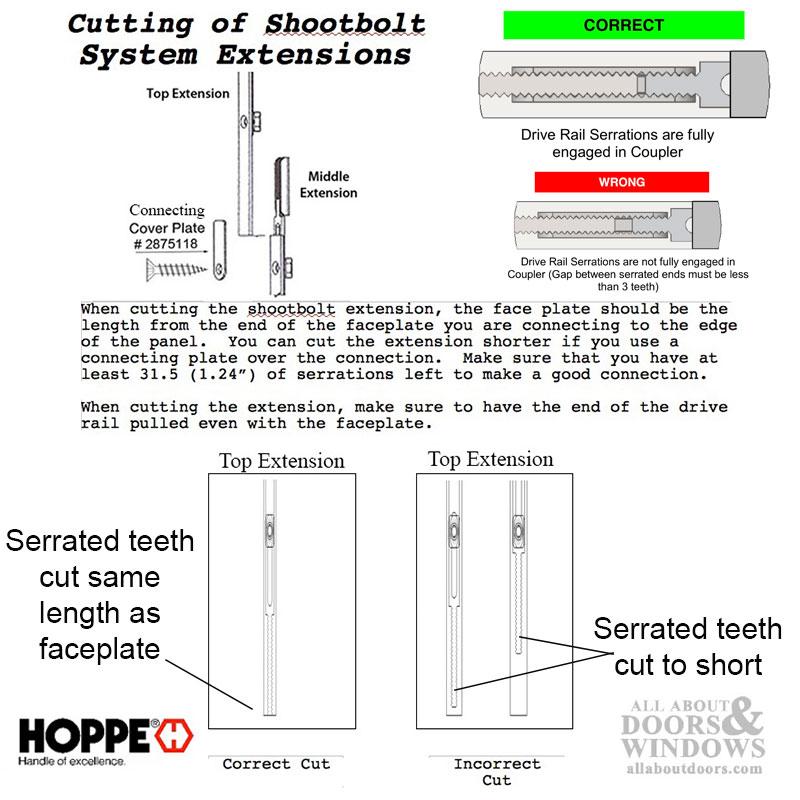 Hoppe 3-point multipoint lock, door heights 88.43"- 92.36", 1-3/4" backset