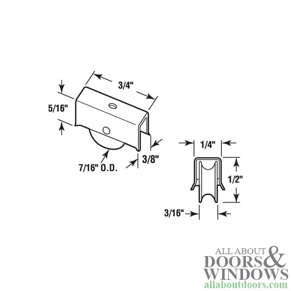 Roller Assembly (Grooved) - Sliding Windows, Showcase / Storm - Steel ...