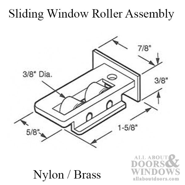 Roller Assembly (Flat) - Sliding Windows, Nylon / Brass