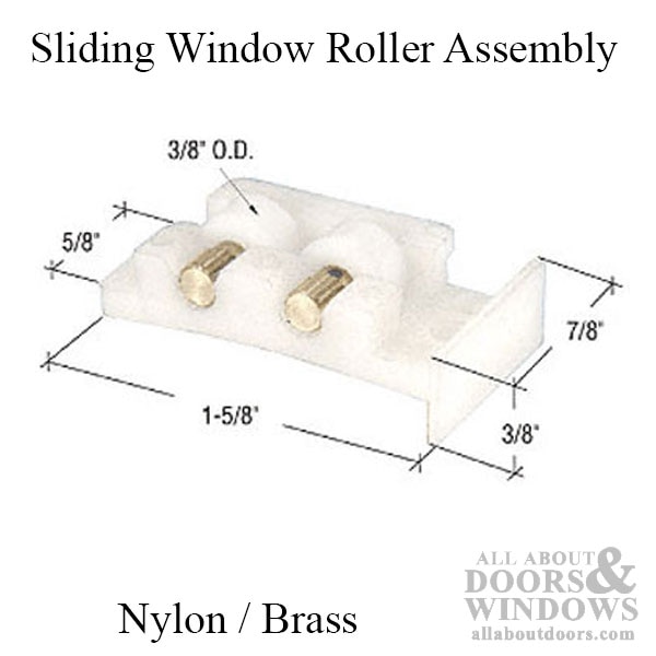 Roller Assembly (Flat) - Sliding Windows, Nylon / Brass