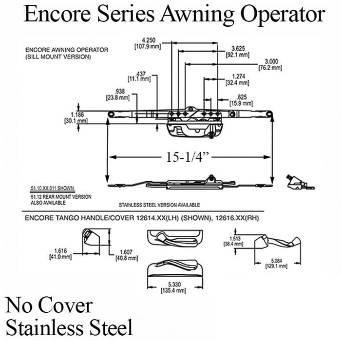 51.10.00.521 Truth Stainless Encore Awning Window Scissor Operator
