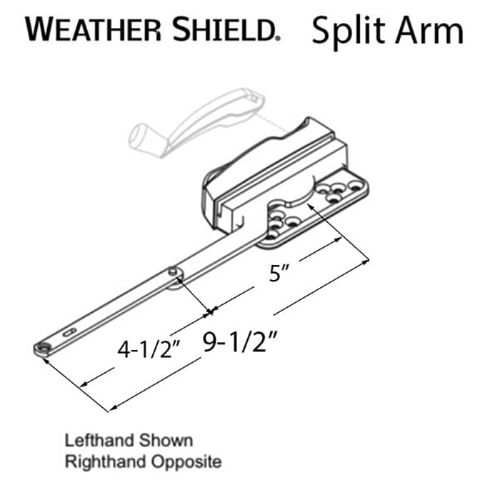 Weather Shield Split Arm Operator, RH used with folding handle