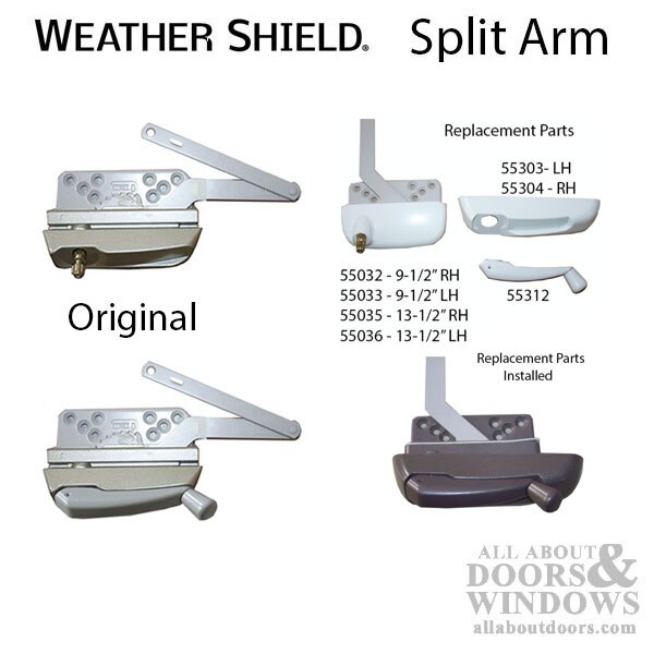 Weather Shield 9-1/2" Single Arm Operator, RH used with folding handle