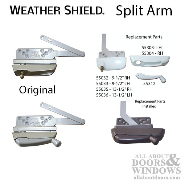 Weather Shield 13-1/2" Single Arm Operator, RH used with folding handle