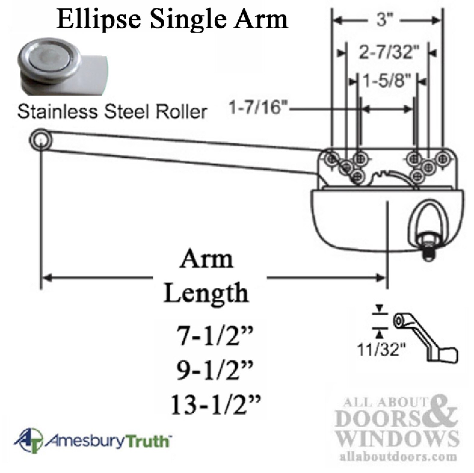 Blemished Truth 9-1/2" Single Arm Operator with Handle, Right-Handed ...