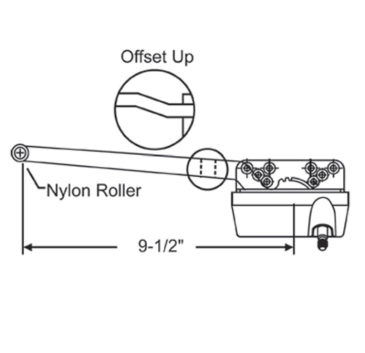 Truth traditional style sill mount single arm operators 9-1/2 Offset Arm