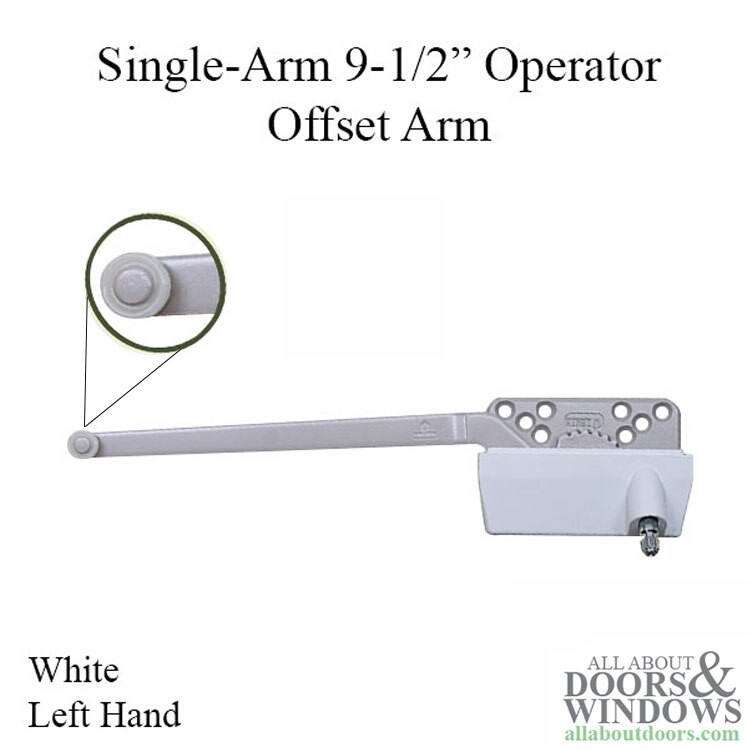 Truth 9-1/2 Single Arm Operator, Offset Arm - White, Left Hand