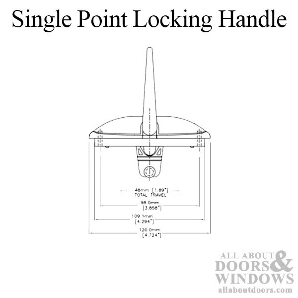 Single Point Locking Handle, Bend Straight Pin, 33mm, Non-Handed - G2 White