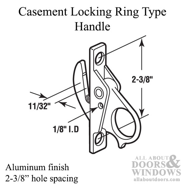 Casement Window Locking Ring Type Handle, 2-3/8‰Û Holespacing - Aluminum
