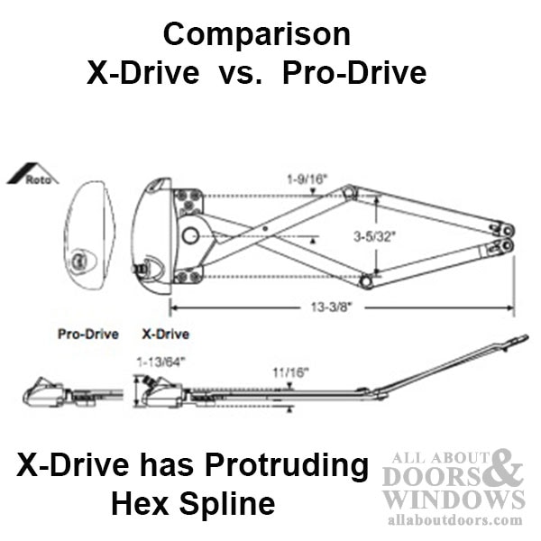 Roto Awning Operator, Pro-Drive Series for Vinyl WIndows - Earth Brown