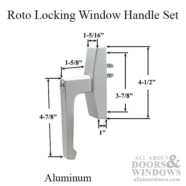 Roto Locking Window Handle, Keyed - Aluminum