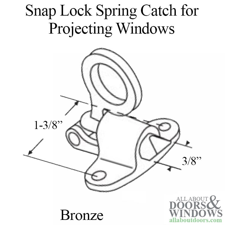 Snap Lock, Spring Catch for Projecting Windows -1-3/8 Holes - Bronze