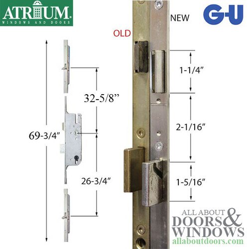 Atrium 45/92 Tongue Version Multipoint Lock Replacement Kit for Old ...