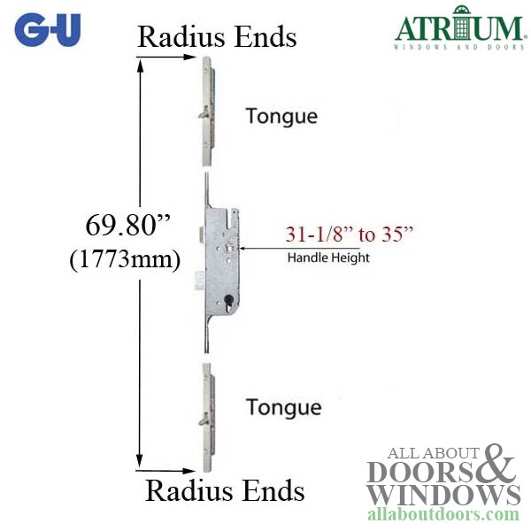 Atrium 45/92 Tongue Version Multipoint Lock Replacement Kit for Old ...