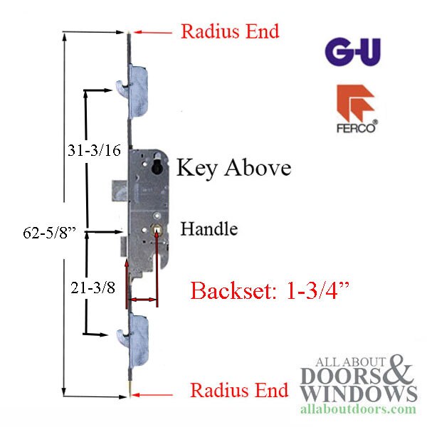 G-U Ferco 16mm Secury SH2 with round ends and anti-slam latch, 45/92 ...