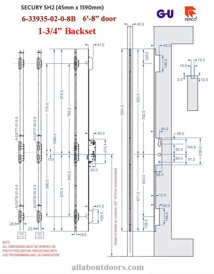 G-U Ferco 16mm Secury SH2 with round ends and anti-slam latch, 45/92 ...