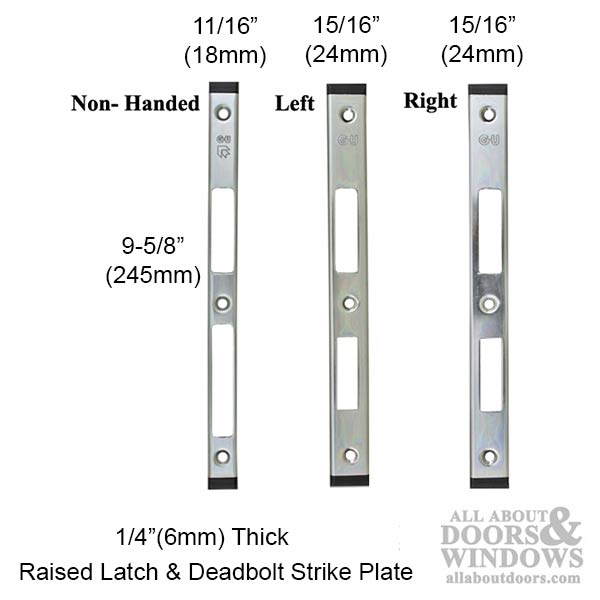 Non-handed Latch & Deadbolt Strike Plate, 1/4 inch raised