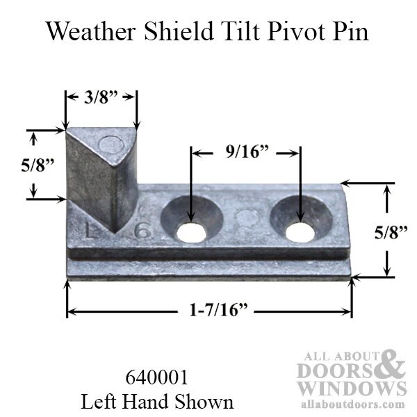 Weather Shield Tilt Pivot Pin for Locking Cam, Old Style, Left Hand ...