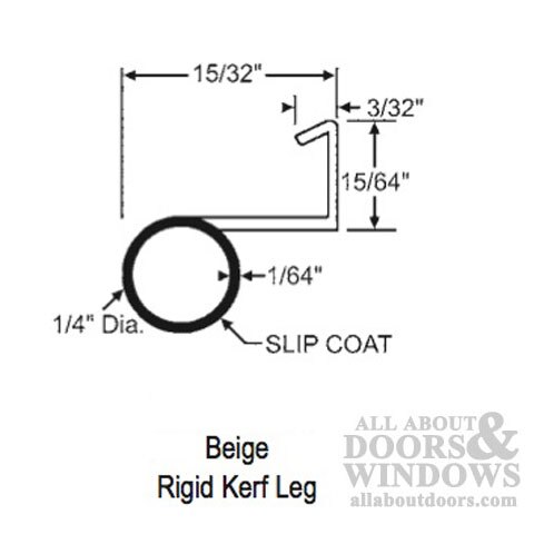 Bulb Weatherstrip, .250 Offset leg, Casement & Double Hung Windows - Beige