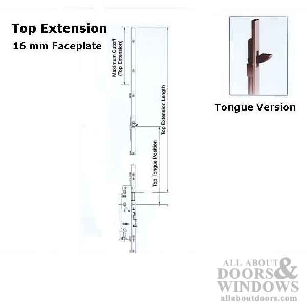 16mm Manual Top Extension, Tongue @ 62.76", 89.37" Length