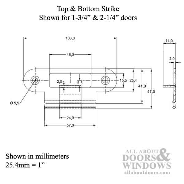 GU / Ferco Multipoint Top and Bottom Strike for 1-3/4 Thick Door ...