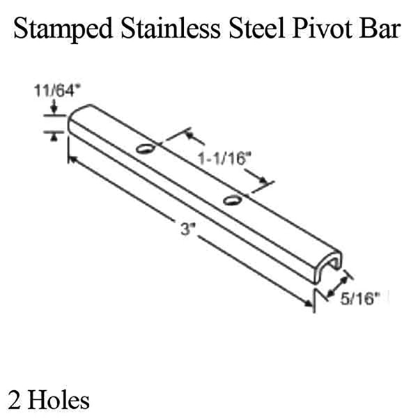 Pivot Bar, 3", 2 hole Stamped Steel, Stainless Steel