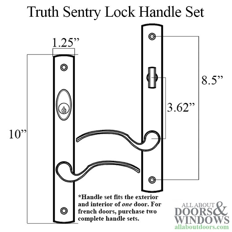 Truth Sentry Lock Traditional Handle Set, Decorative Finish over Brass