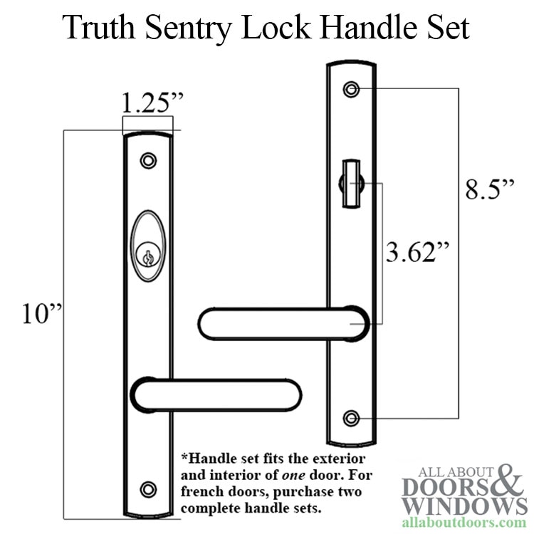 Truth Sentry Lock Contemporary Handle Set, Painted Over Zinc