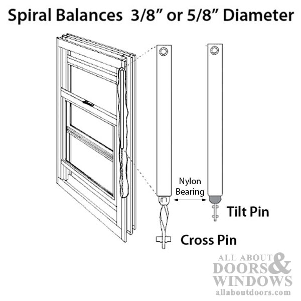 3/8” Spiral Non-Tilt Cross Pin Balance Rod, White Bearing