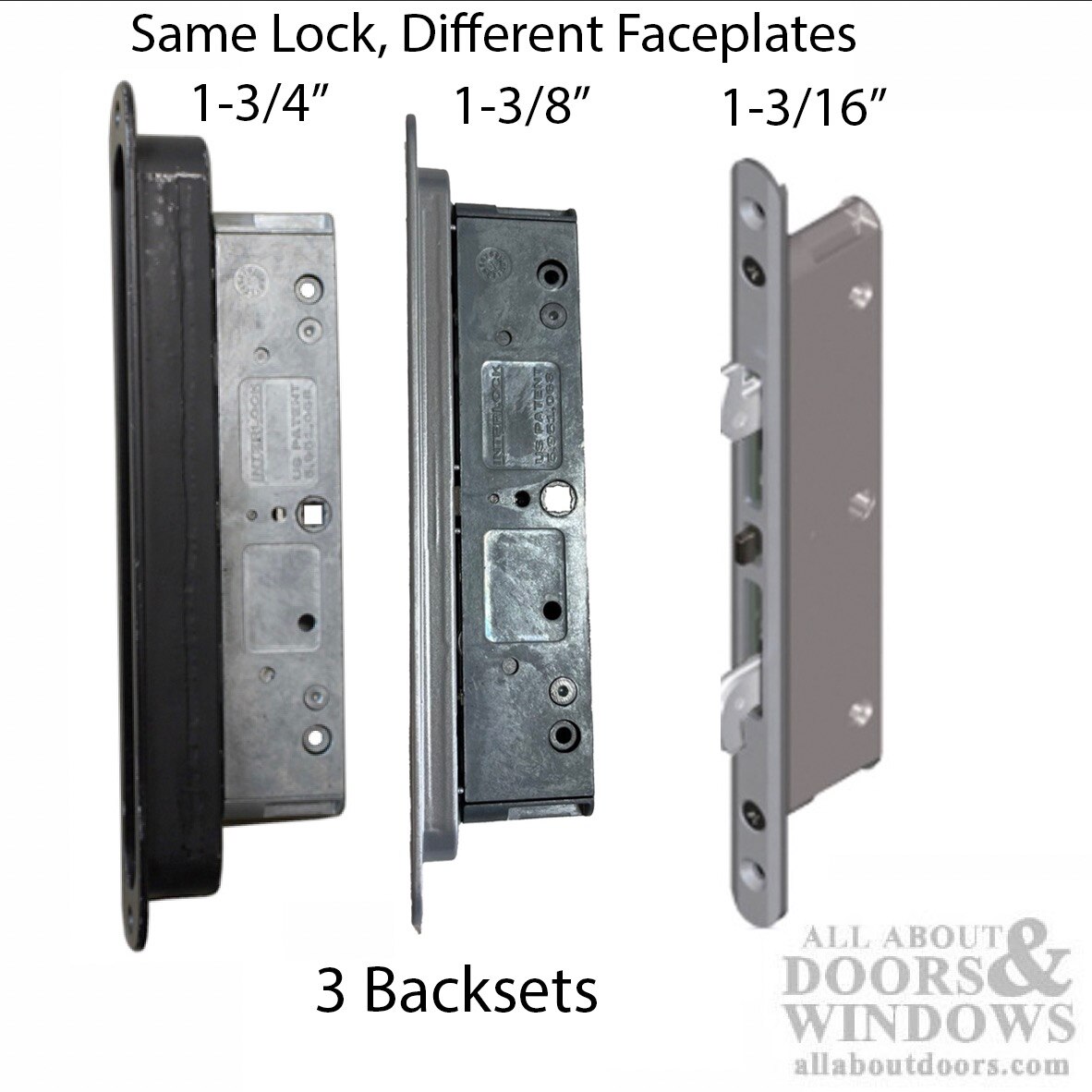 Assa Abloy Interlock Sliding Door Lock Recessed Faceplate , 1-3/8 / 37 ...